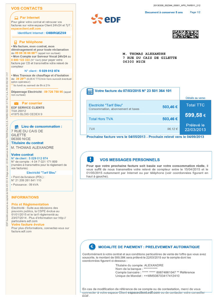 Copie de Facture-Edf-2013-Vierge PDF | PDF