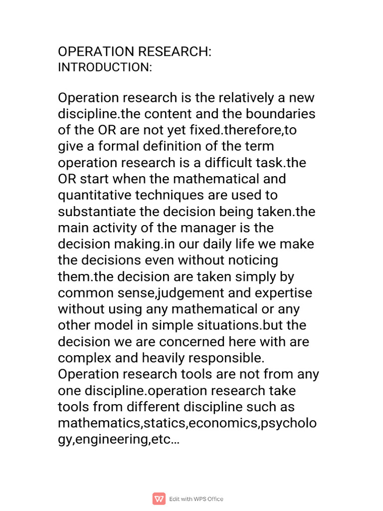 Understanding Operation Research Basics | PDF | Computers