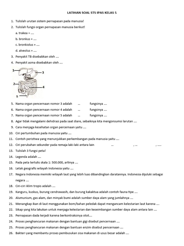Latihan Soal STS Ipas Kelas 5 | PDF