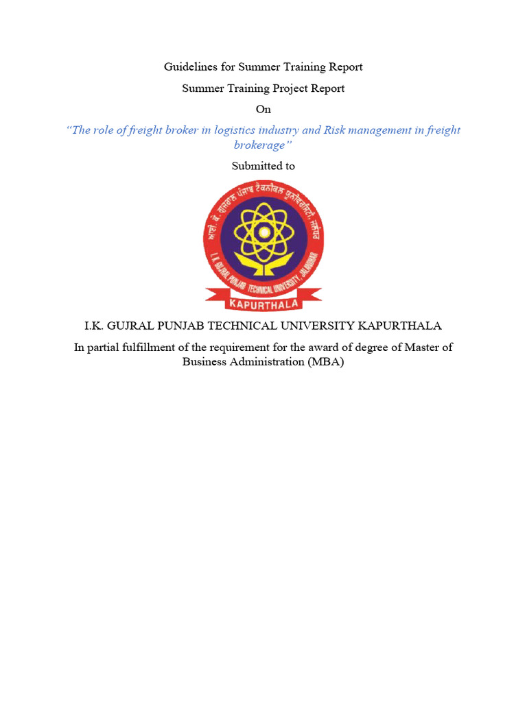 The Role of Freight Broker in Logistics Industry and Risk Management in Freight Brokerage - Docx ...