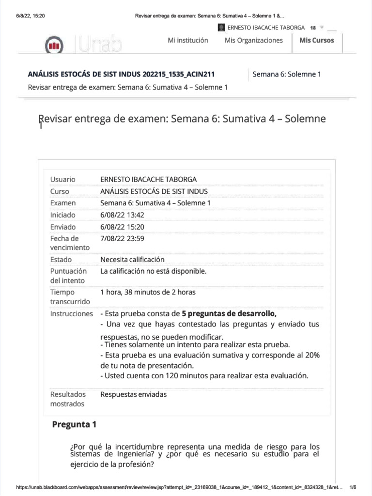 Semana 6 Sumativa 4 - Solemne 1 (3) .1 | PDF