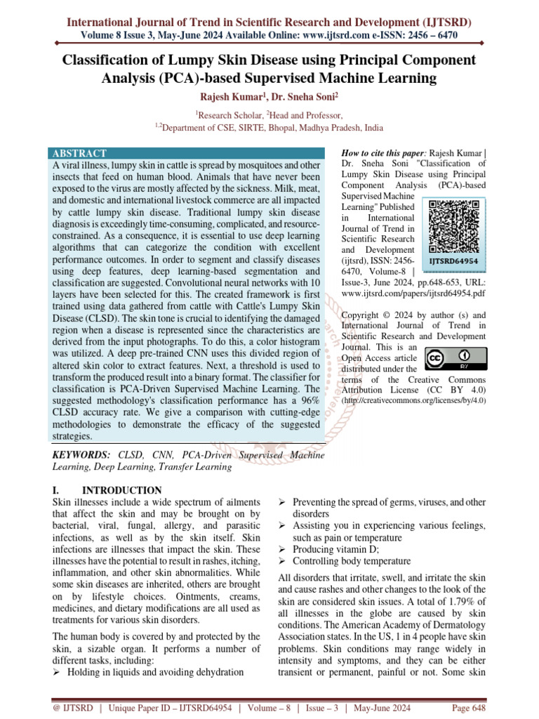 Classification of Lumpy Skin Disease Using Principal Component Analysis PCA Based Supervised ...