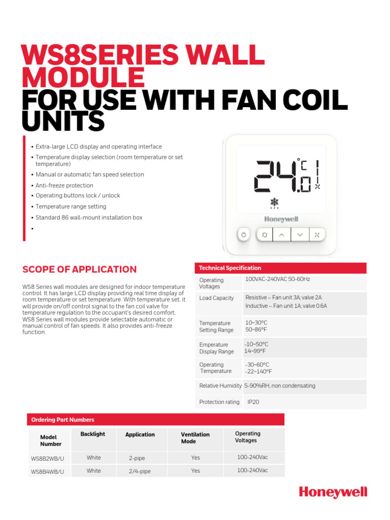 WS8 Series Wall Module Overview | PDF | Valve | Backlight