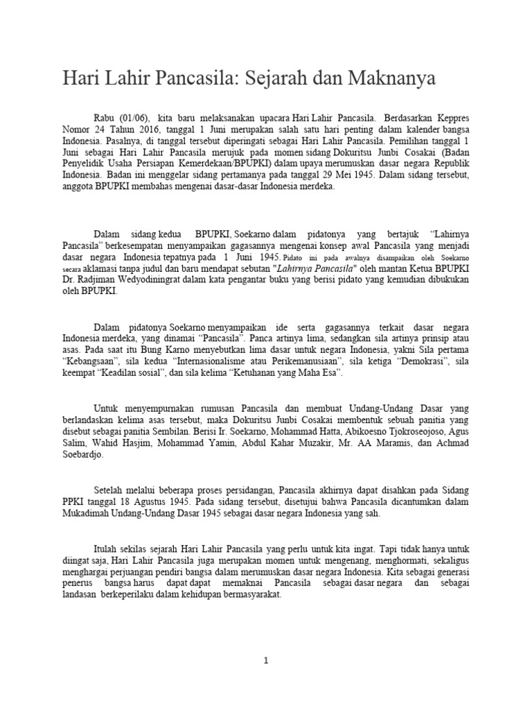 Hari Lahir Pancasila Pdf Politik 7734