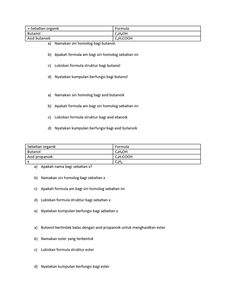 Latihan Sebatian Organik | PDF