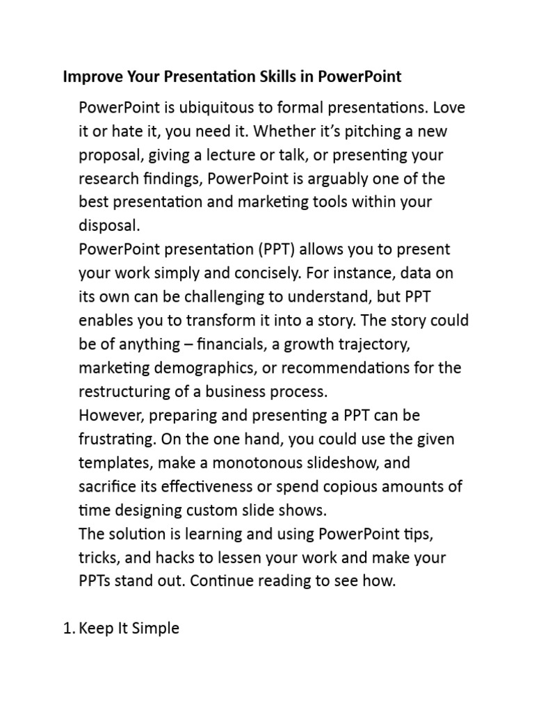 Improve Your Presentation Skills in PowerPoint | PDF | Microsoft Power Point | Typefaces