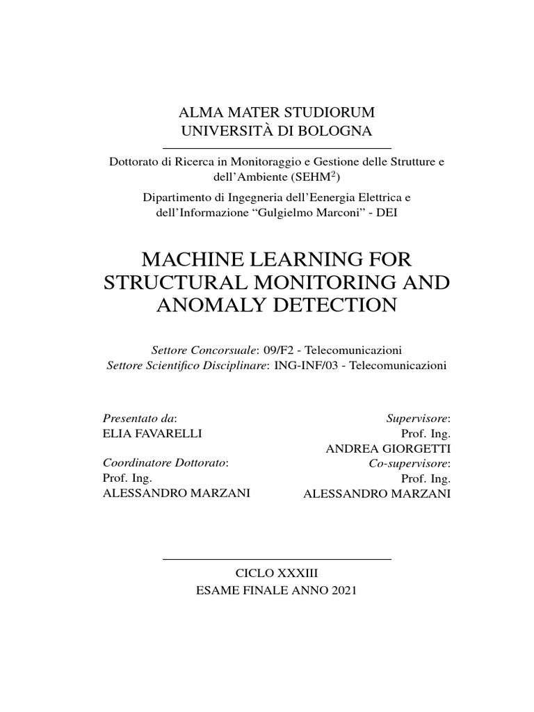 Machine Learning For Structural Monitoring And Anamoly Detection Pdf Machine Learning