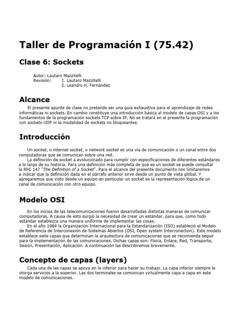 Sockets | PDF | Modelo osi | Red de computadoras