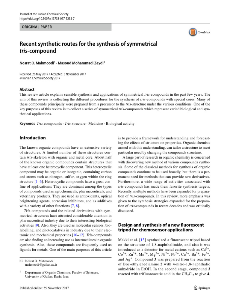 Recent Synthetic Routes For The Synthesis of Symmetrical Tris-Compound ...