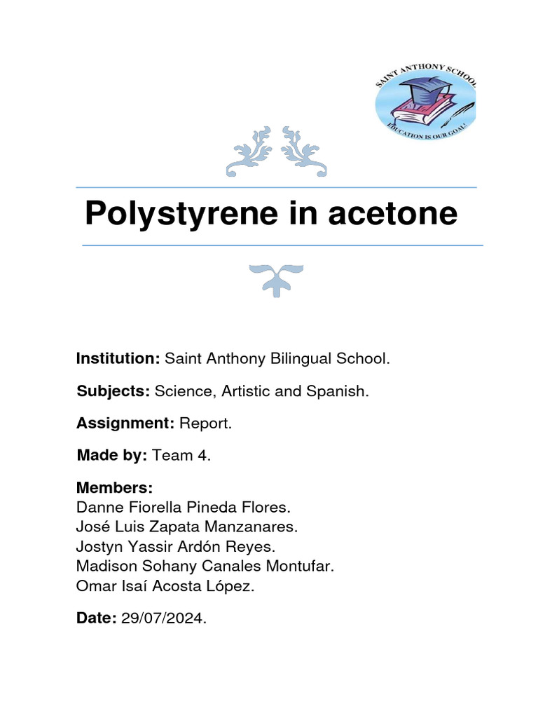 Polystyrene in Acetone | PDF | Polystyrene | Plastic
