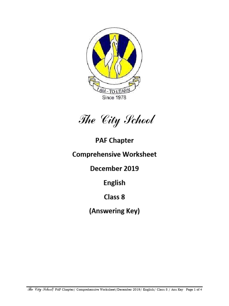 Class 8 English Worksheet Answer Key | PDF | Bilbo Baggins | Linguistics