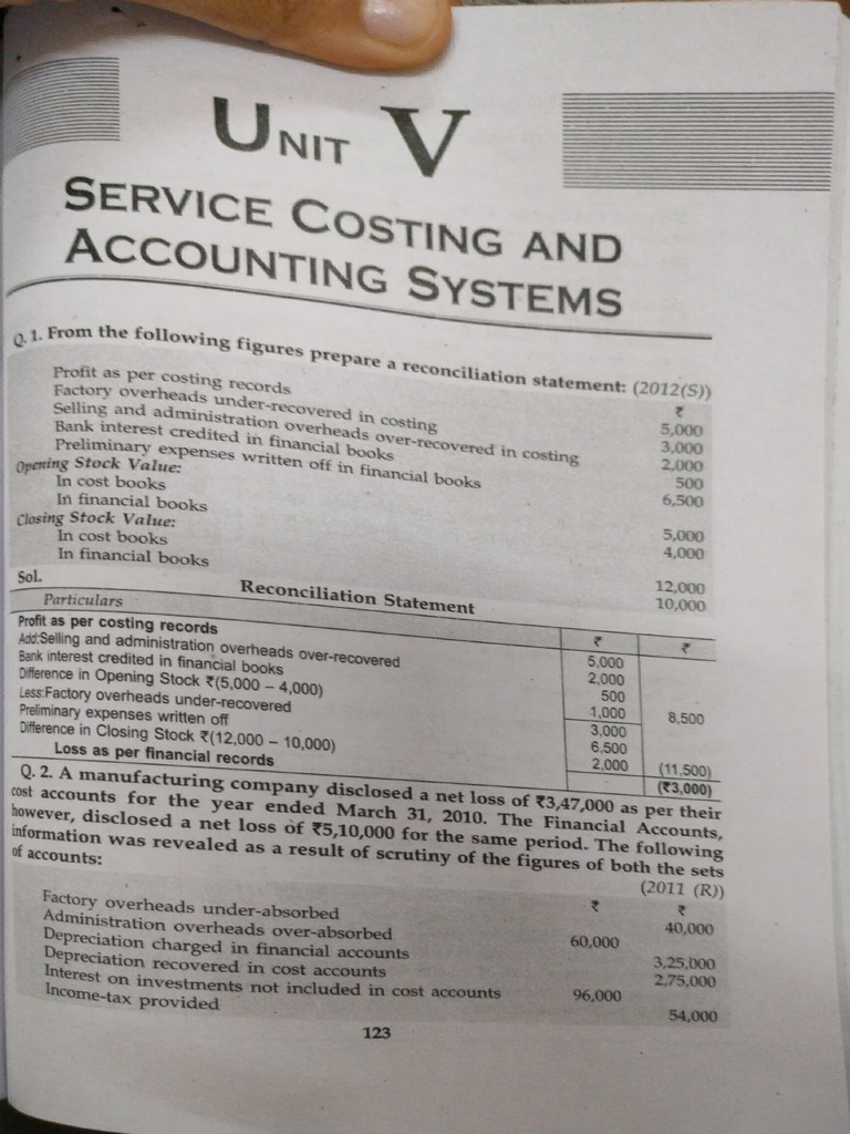 unit 5 service costing and accounting systems 10 year book | PDF ...