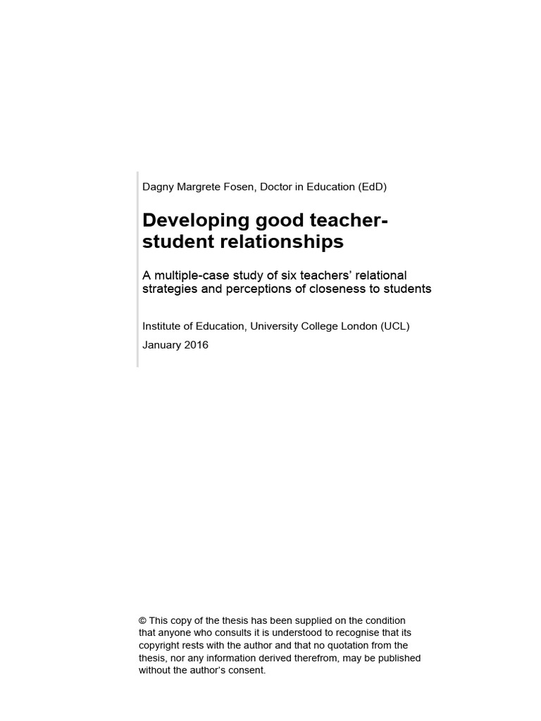 Developing Good Teacher-Student Relationship | PDF | Motivation ...