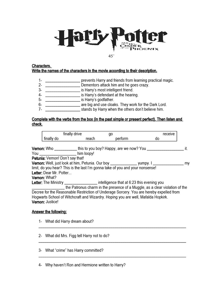 Eslprintables 2008911191471065253759 | PDF | Fantasy Worlds | Harry Potter