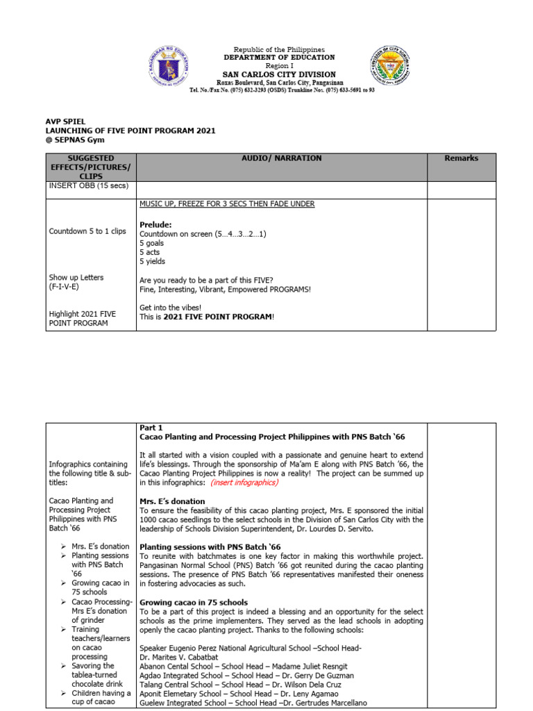 2021 Five Point Program Avp Spiel | PDF | Cocoa Bean | Chocolate
