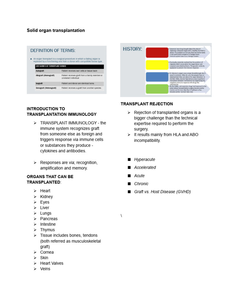 Solid Organ | PDF | Organ Transplantation | Transplant Rejection