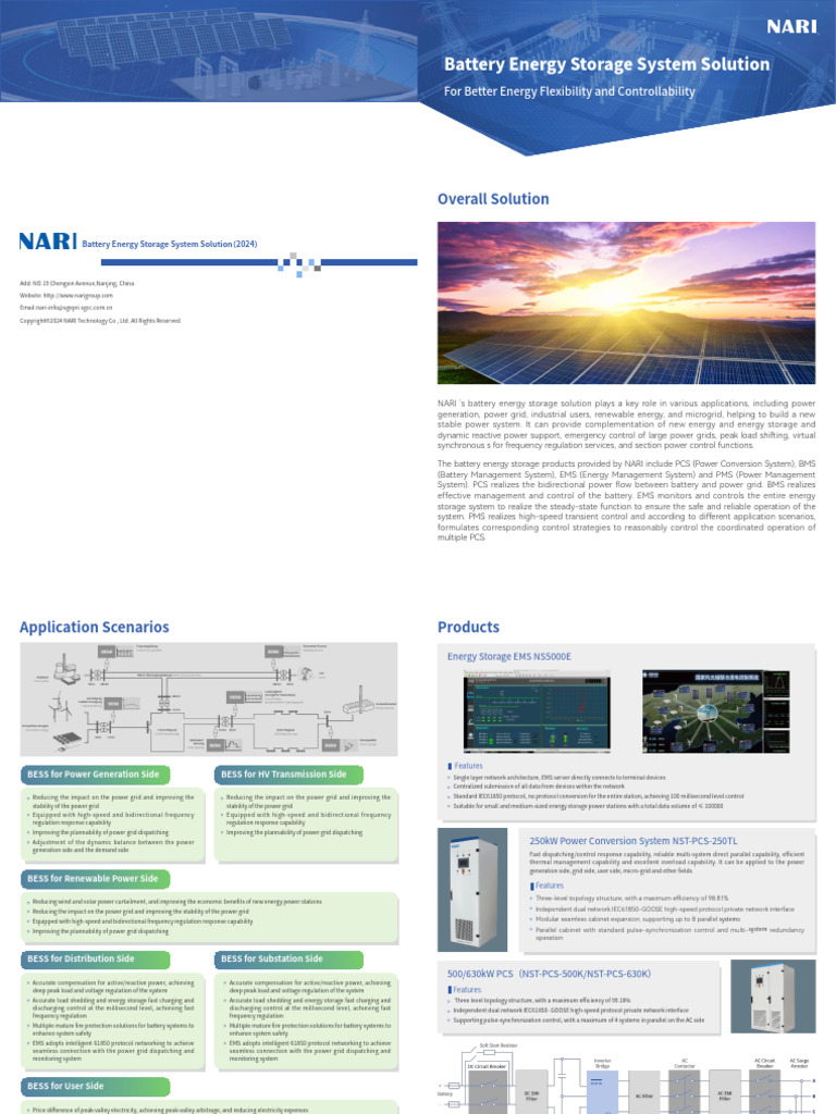 Battery Energy Storage System Solution - NARI | PDF | Electrical Grid ...