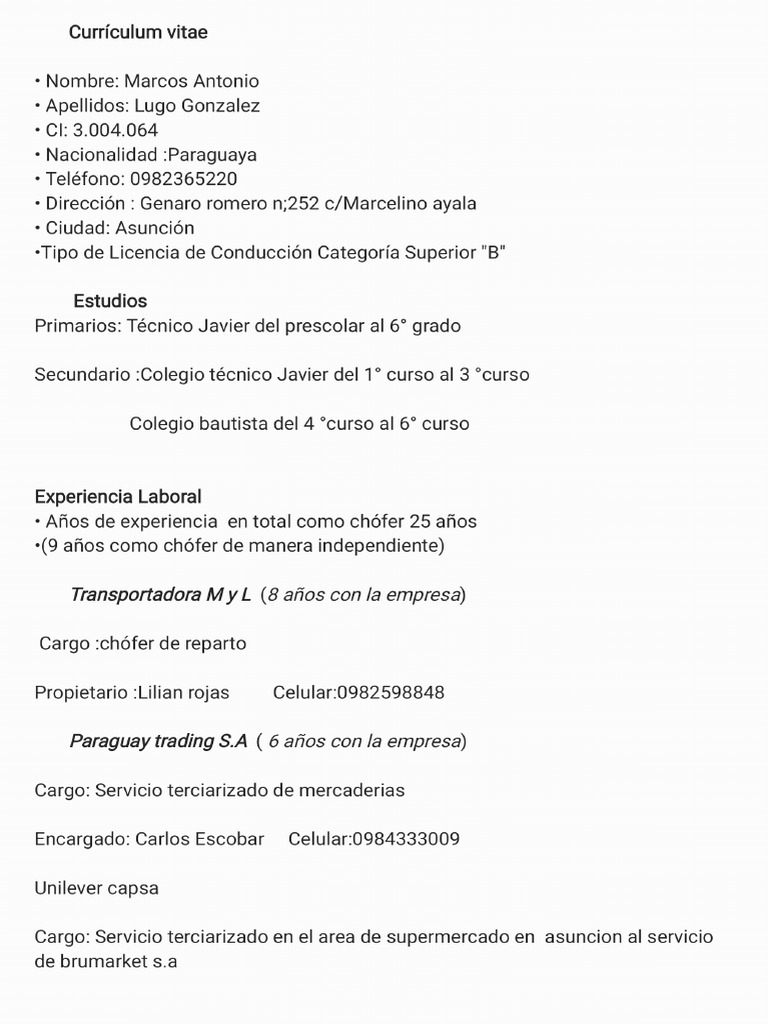 CV Marcos Lugo | PDF