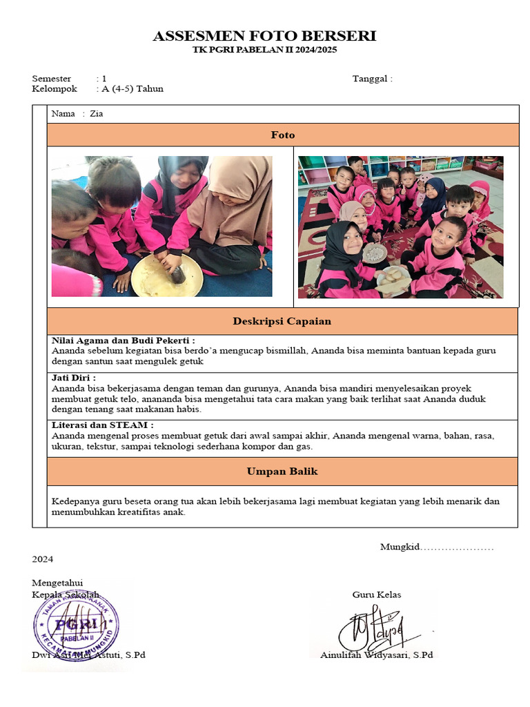 Contoh Assesmen Foto Berseri | PDF