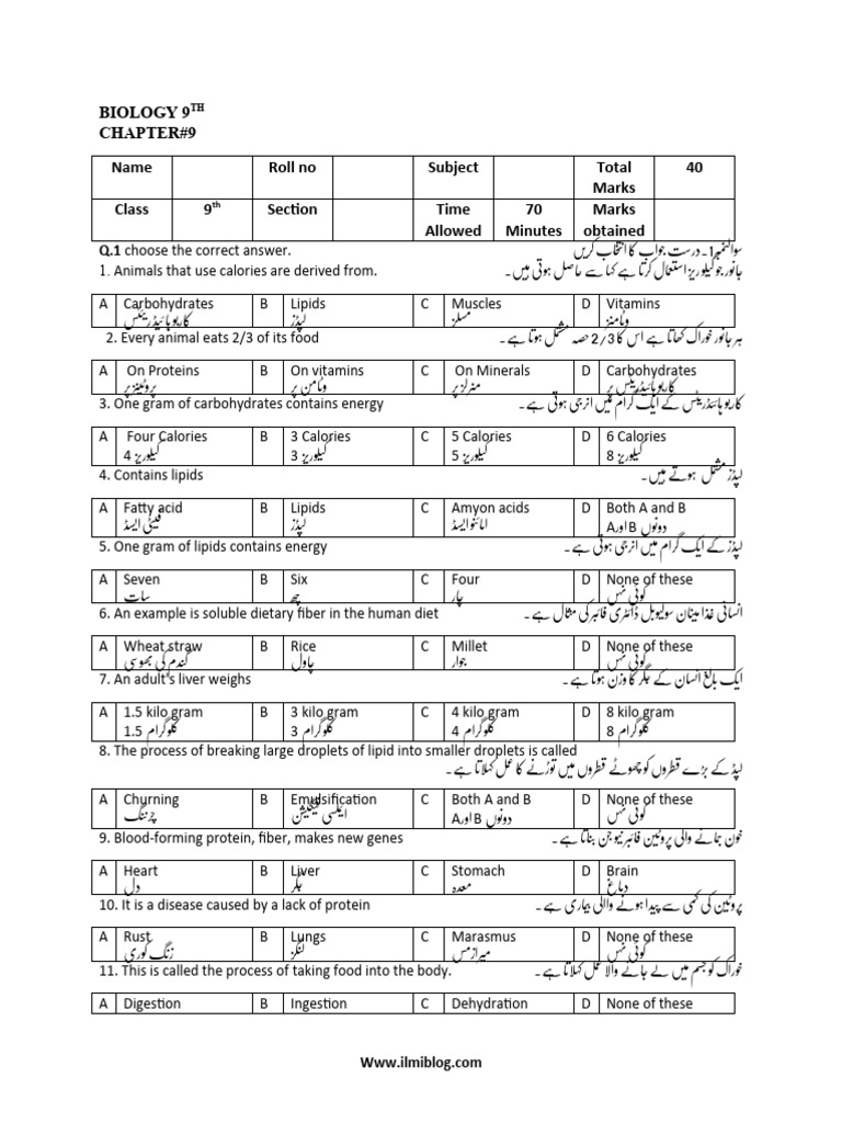 9th Chepter 8biology | PDF