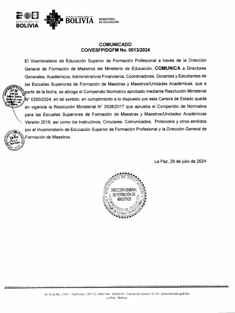 Comunicado Co - Vesfp - DGFM #0013 - 2024 | PDF