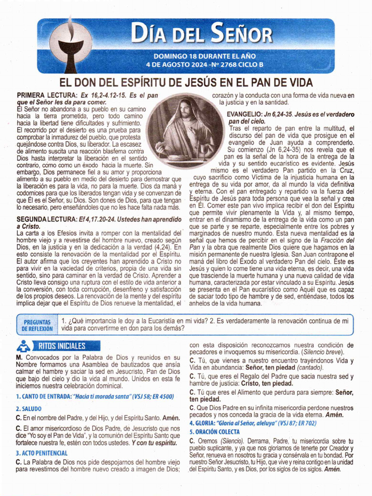 Hoja Dominical y Tema Bautizo Primera Comunión | PDF