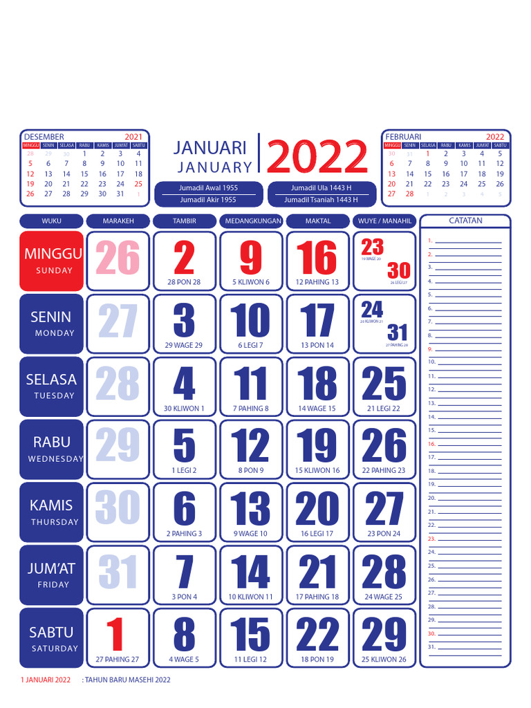 Template Kalender Dinding Jadul 2022 | PDF