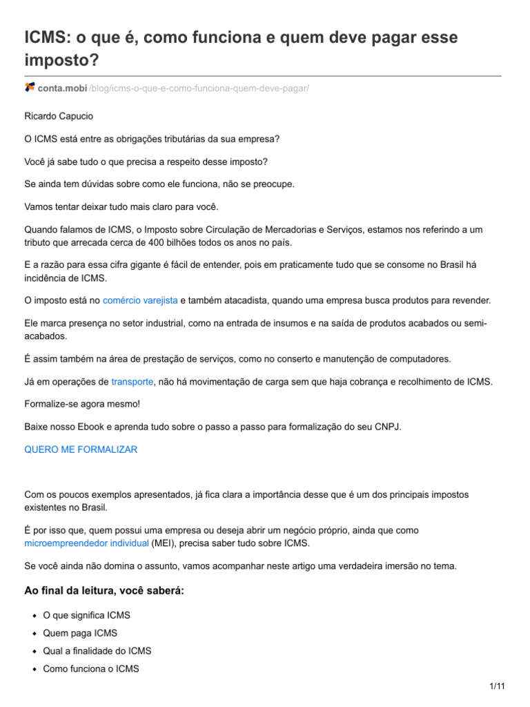 Conta - Mobi ICMS o Que É Como Funciona e Quem Deve Pagar Esse Imposto | PDF | Impostos | Recibo