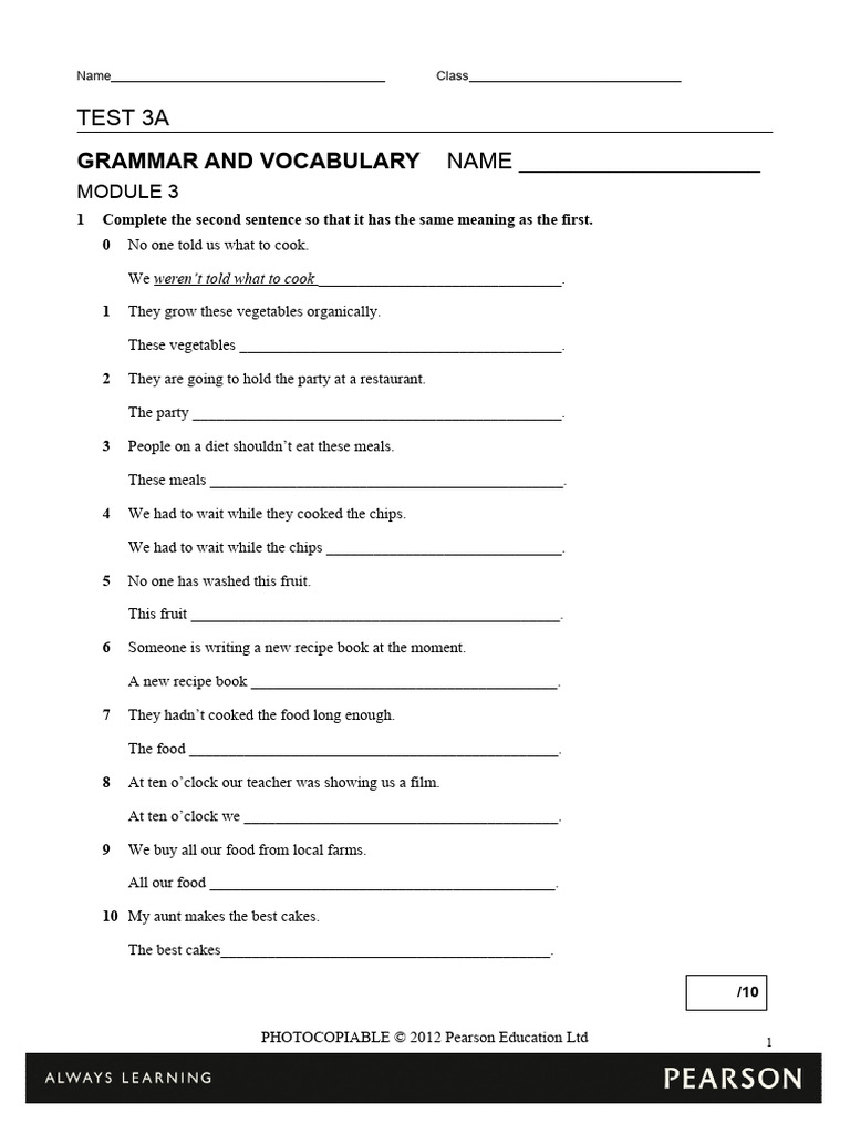 Test 3A | PDF | Restaurants | Meal