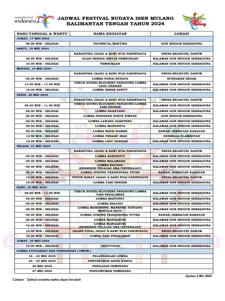 Jadwal FBIM 2024 Update 2 Mei 2024 | PDF
