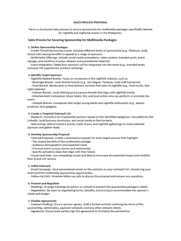 Sales Process Proposal | PDF | Sponsor (Commercial) | Brand