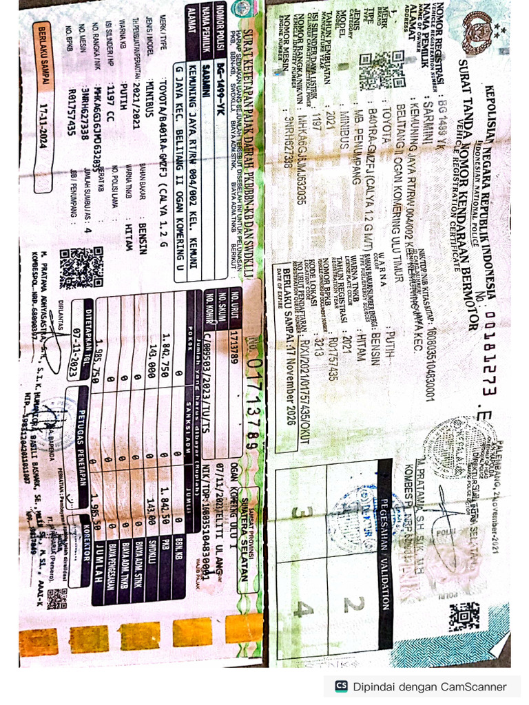 STNK Mobil | PDF