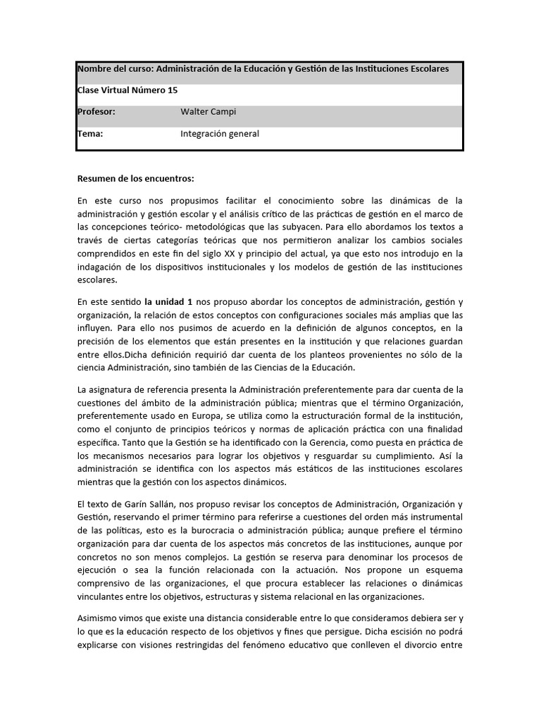 Gestión Escolar y Cambio Educativo | PDF | Enseñando | Institución