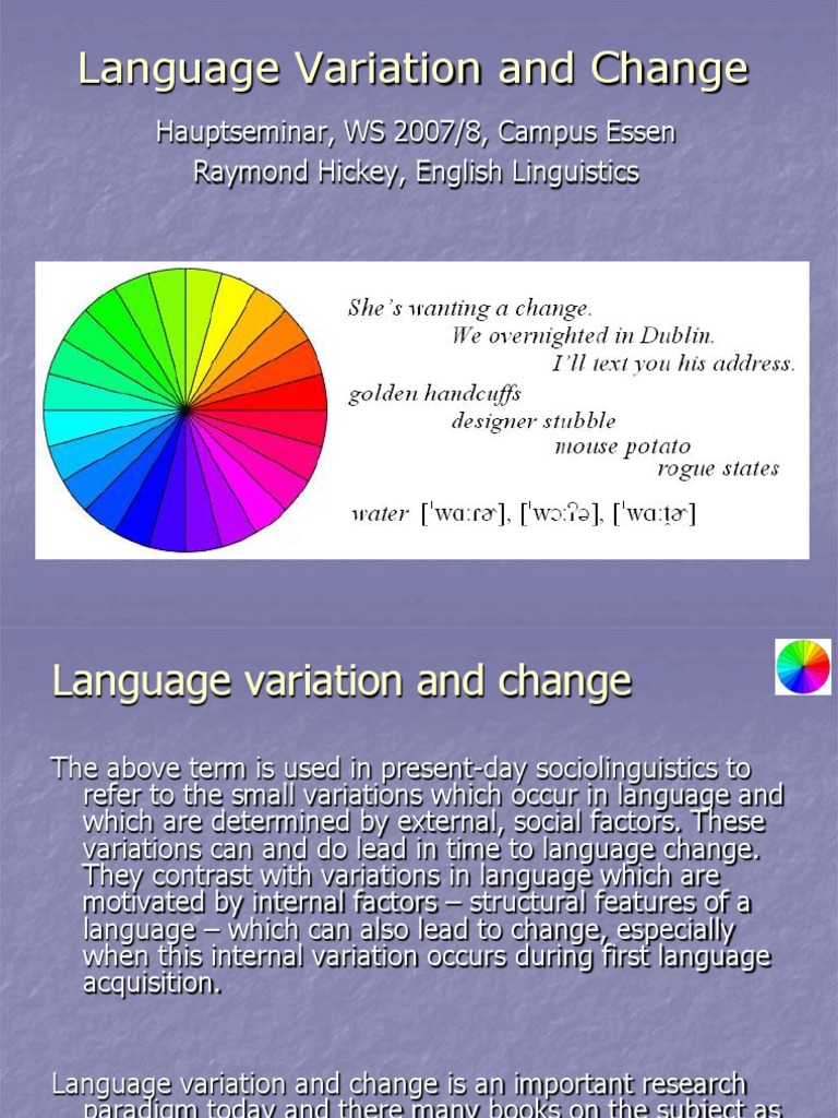Language Variation and Change Introduction | PDF | Sociolinguistics ...
