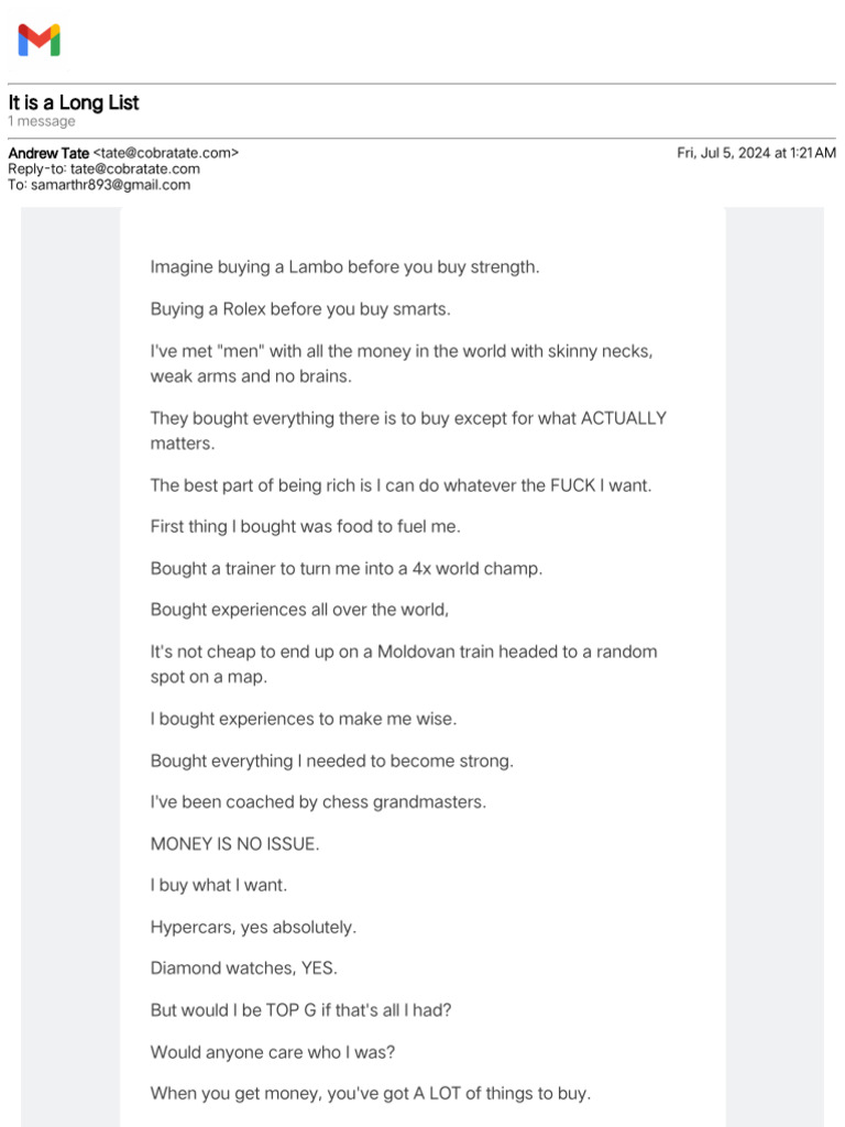 Gmail - It Is A Long List | PDF