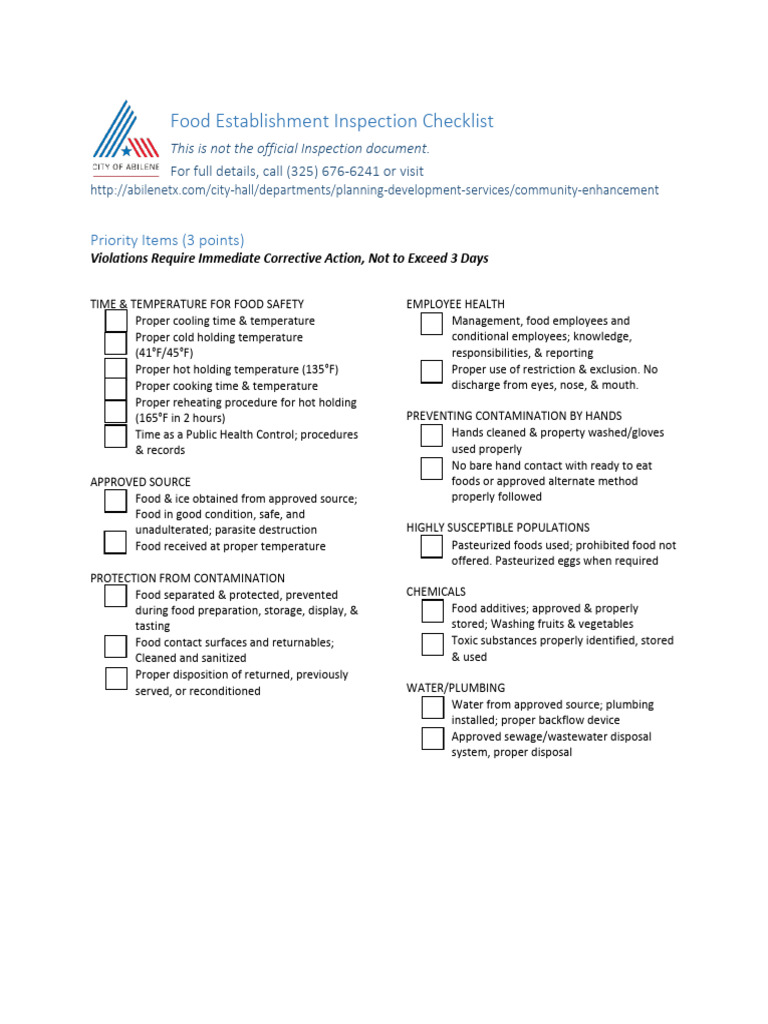 Food Establishment Inspectio | PDF | Food Safety | Foods