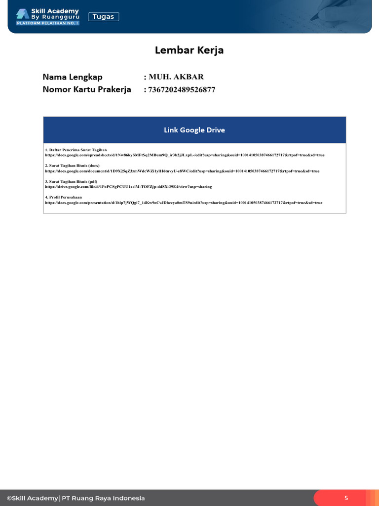 Membuat Surat Dengan Mail Merge - (MUH. AKBAR) | PDF