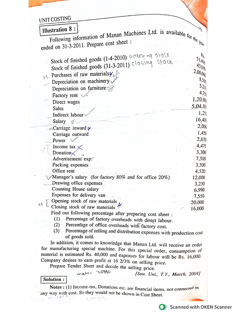 Illustration 8 Unit Costing | PDF