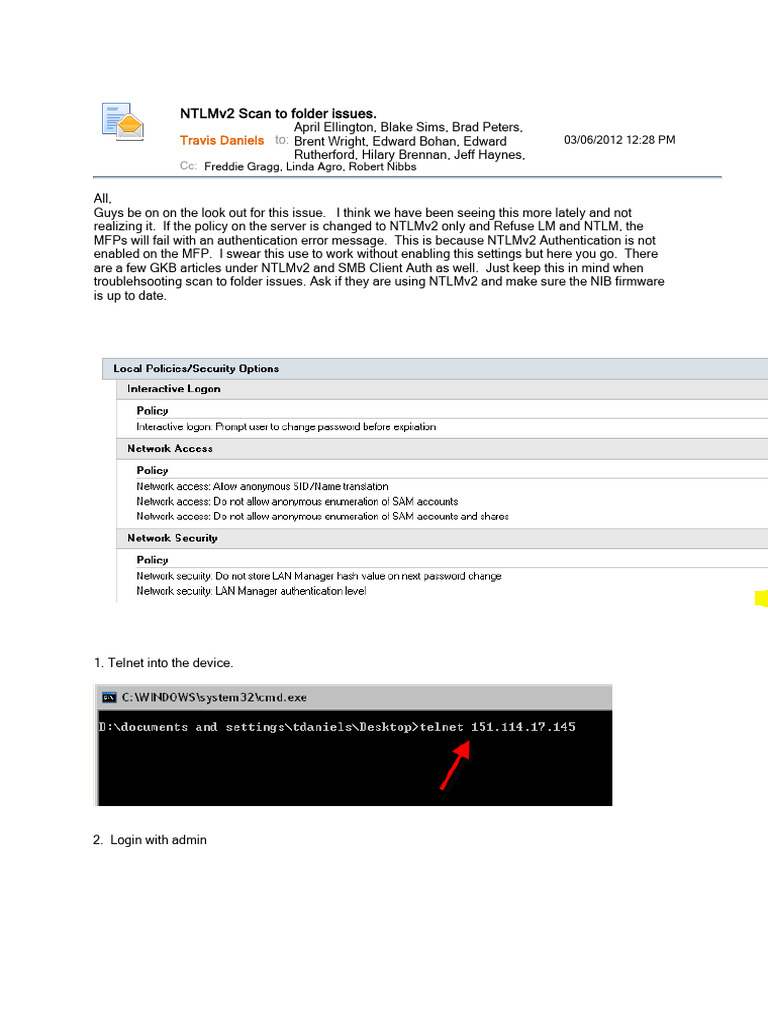 NTLMV 2 Ricoh Settings | PDF