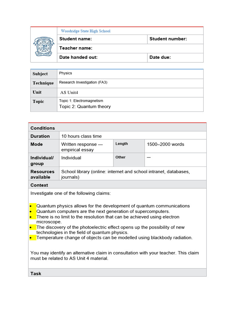 As Unit 4 - Research Investigation 2024-1 | PDF | Theory | Evidence