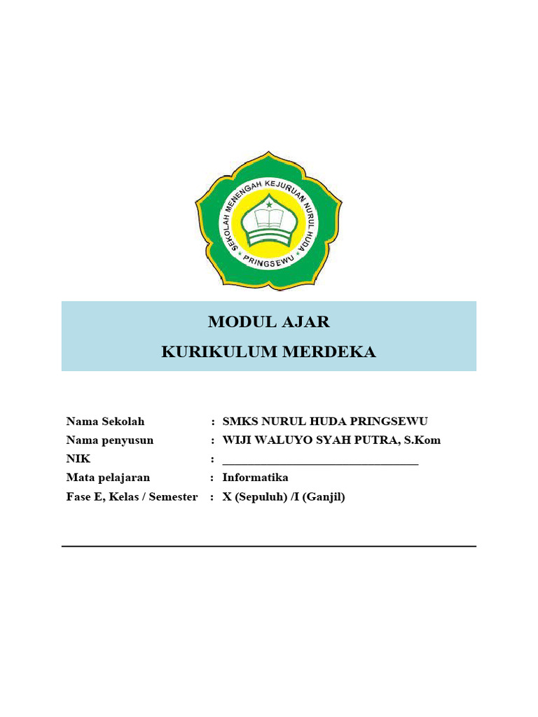 Modul Ajar Informatika Kelas X SMA Fase E | PDF
