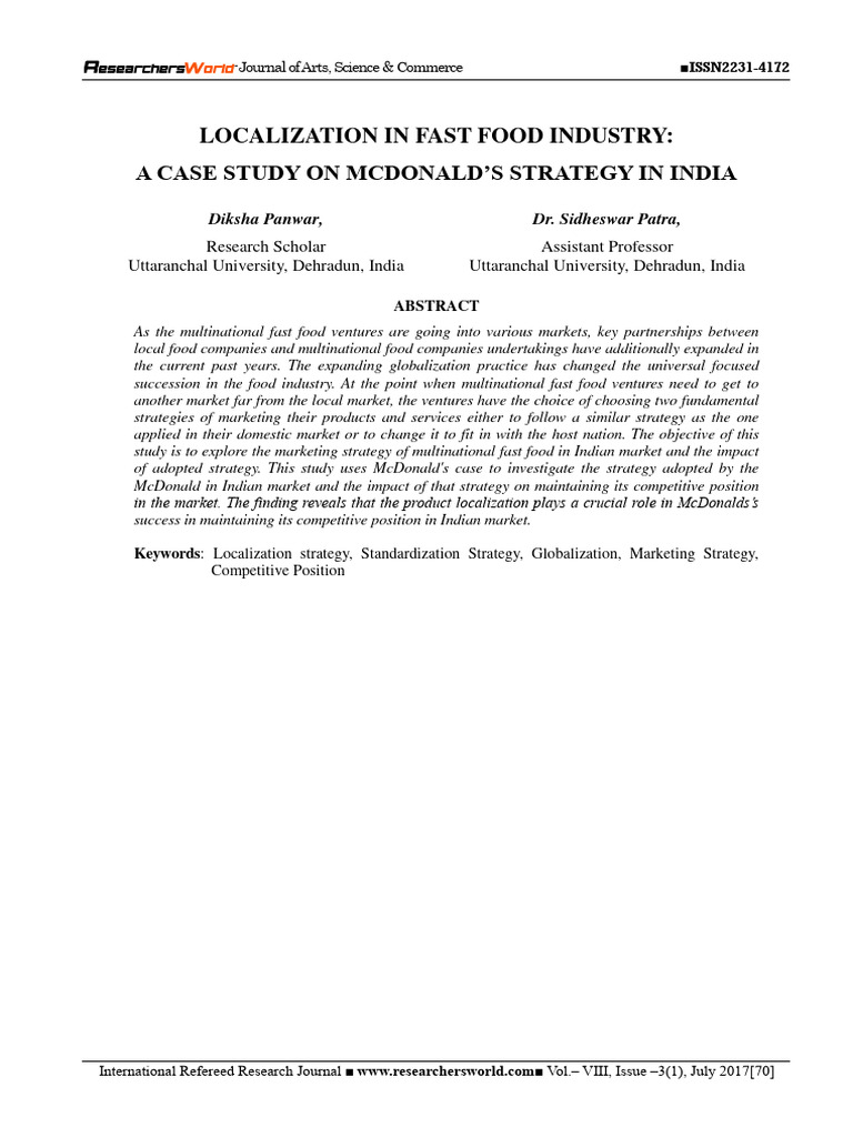 Fast Food Industry | PDF | Mc Donald's | Market (Economics)