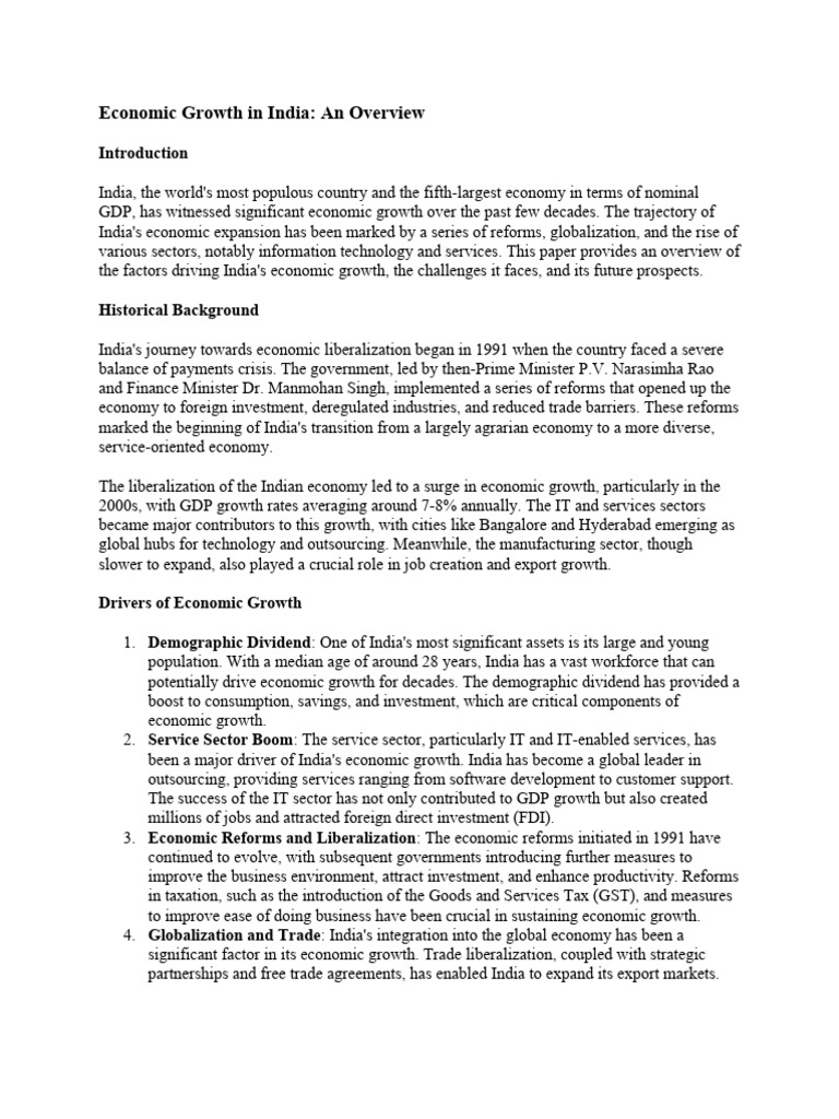 Overview of India's Economic Growth | PDF | Economic Growth ...