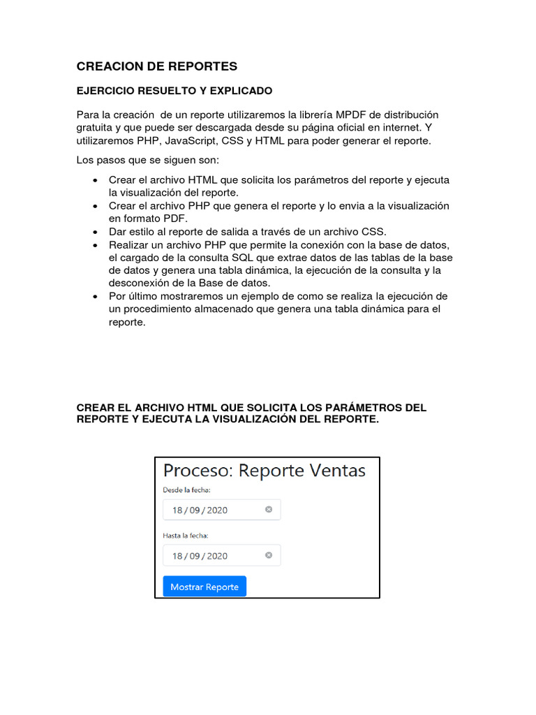 Creacion de Reportes | PDF | Php | SQL