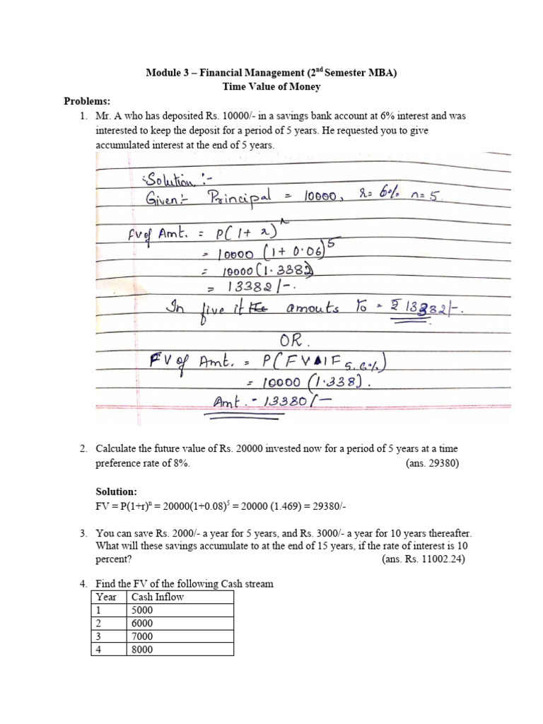 Time Value of Money Problems&Solution | PDF | Interest | Time Value Of Money