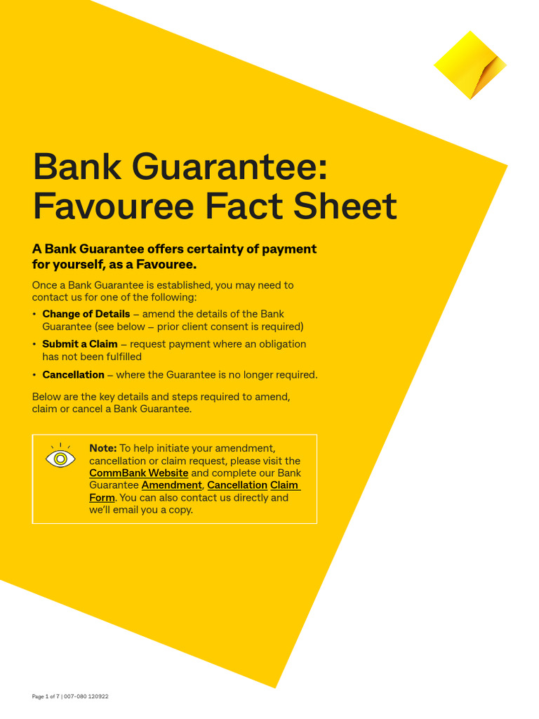 Bank Guarantee Favouree Fact Sheet | PDF | Cheque | Banks