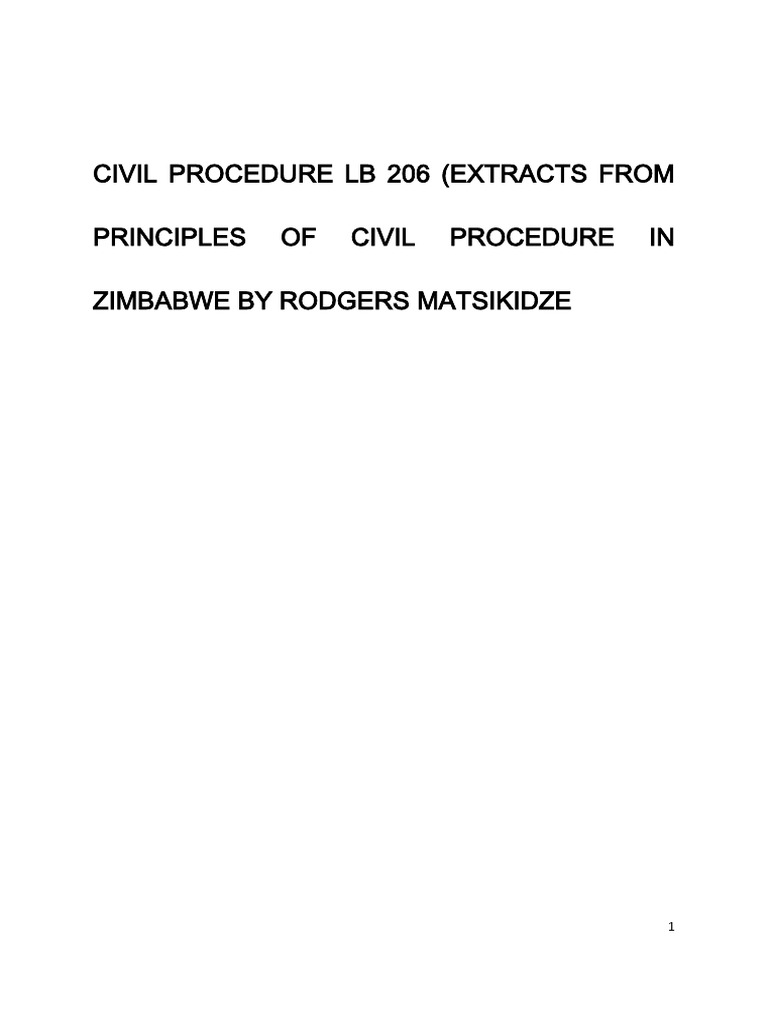 Overview of Civil Procedure in Zimbabwe | PDF | Legal Guardian ...