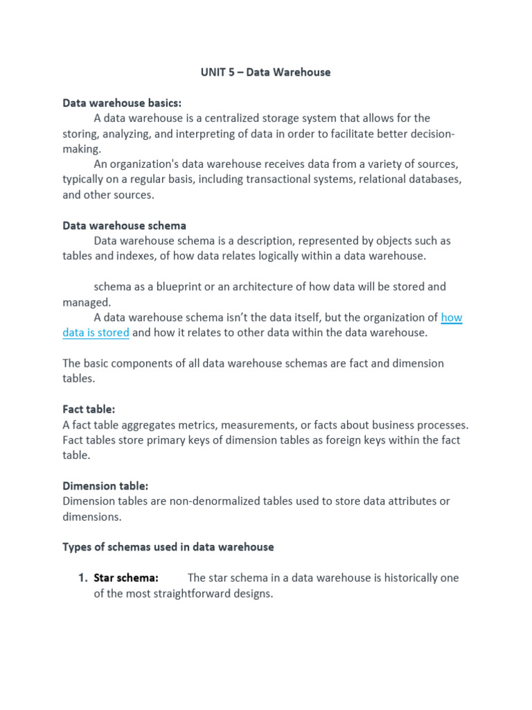 Unit 5 DW | PDF | Data Warehouse | Information Retrieval