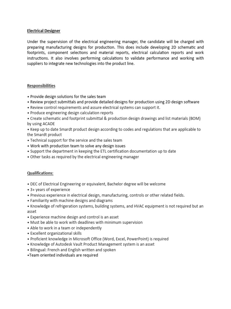 Electrical Designer | PDF