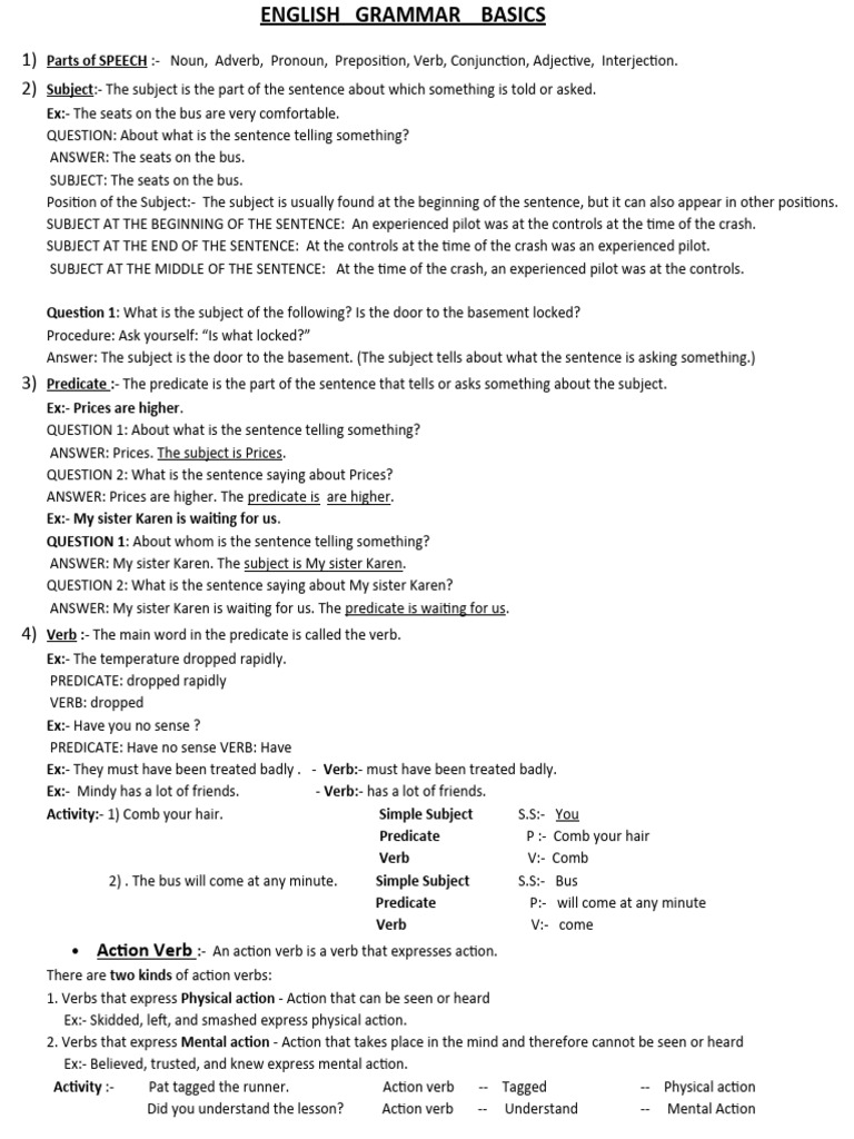 English Grammar Basics Mani | PDF | Subject (Grammar) | English Grammar